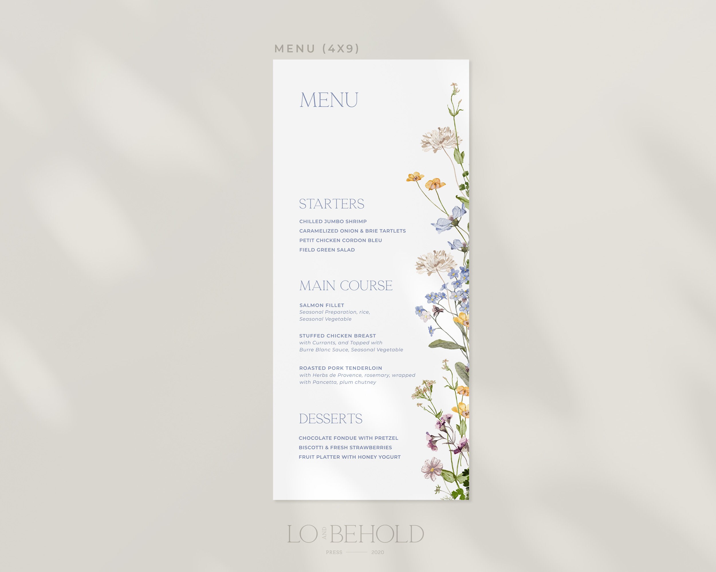 Floral Wedding Menu Template Minimalist Floral Menu Card - Etsy