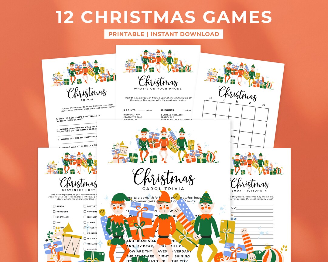 12 Christmas Games Bundle Template, Printable Christmas Party Games ...