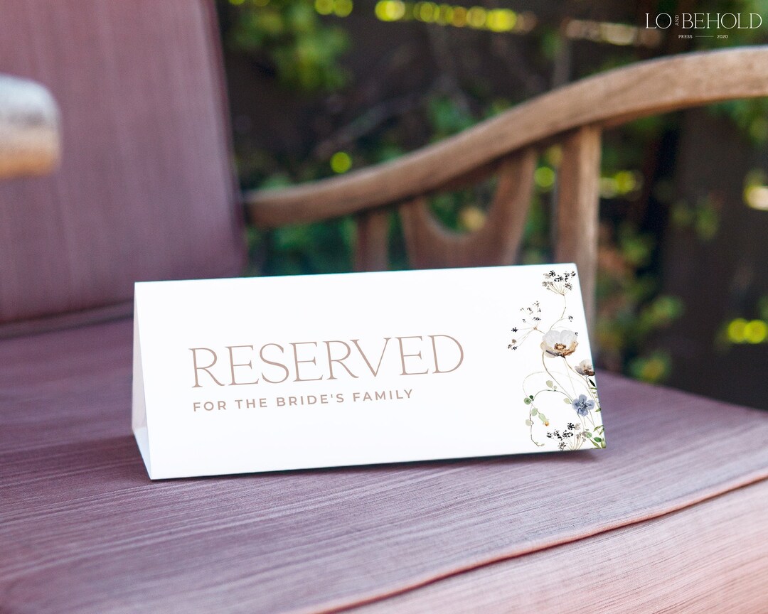 ENCHANTED | Wedding Reserved Seating Sign Template DIY Instant Download ...