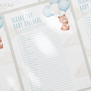 TEDDY | Name the Baby Animal Game Baby Shower Game Editable Template ...