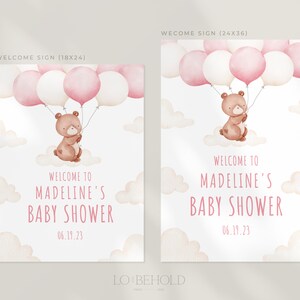 TEDDY | Pink Bear Baby Shower Welcome Sign Template Teddy Bear Baby ...