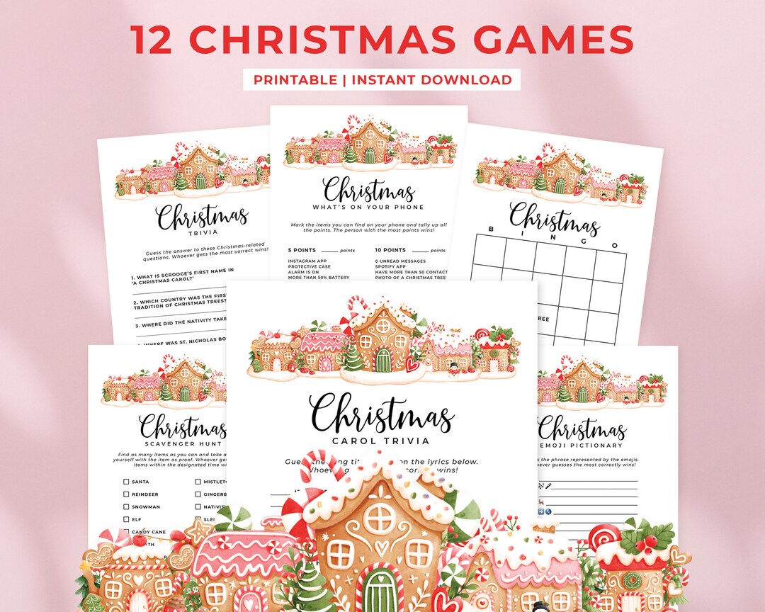 12 Christmas Games Bundle Template, Printable Christmas Party Games ...