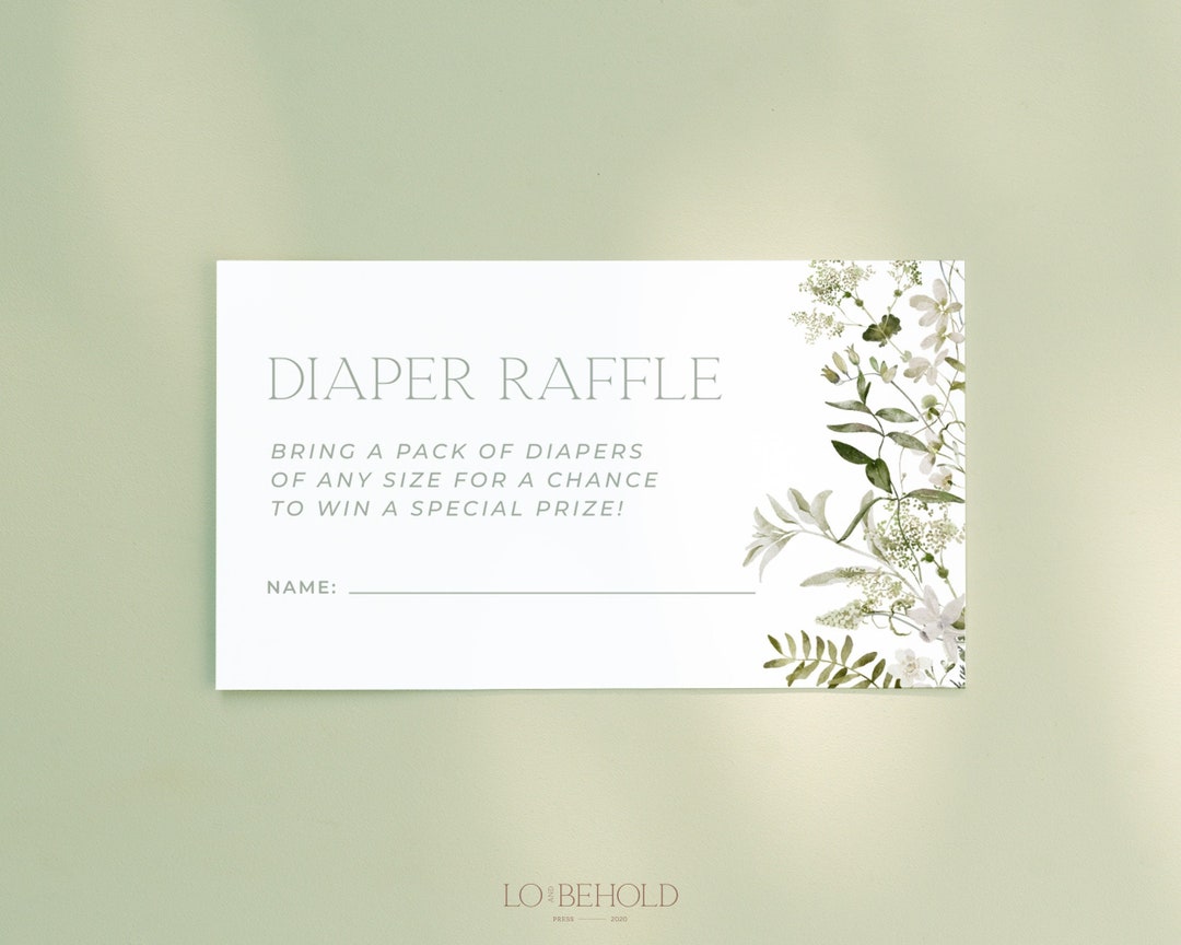 Diaper Raffle Ticket Template, Greenery Printable Baby Shower Raffle ...