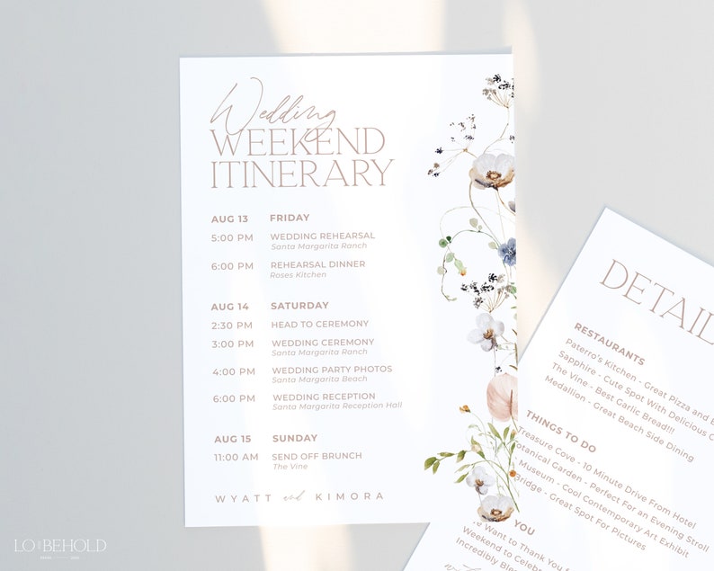 ENCHANTED Wedding Itinerary Template Editable Instant - Etsy