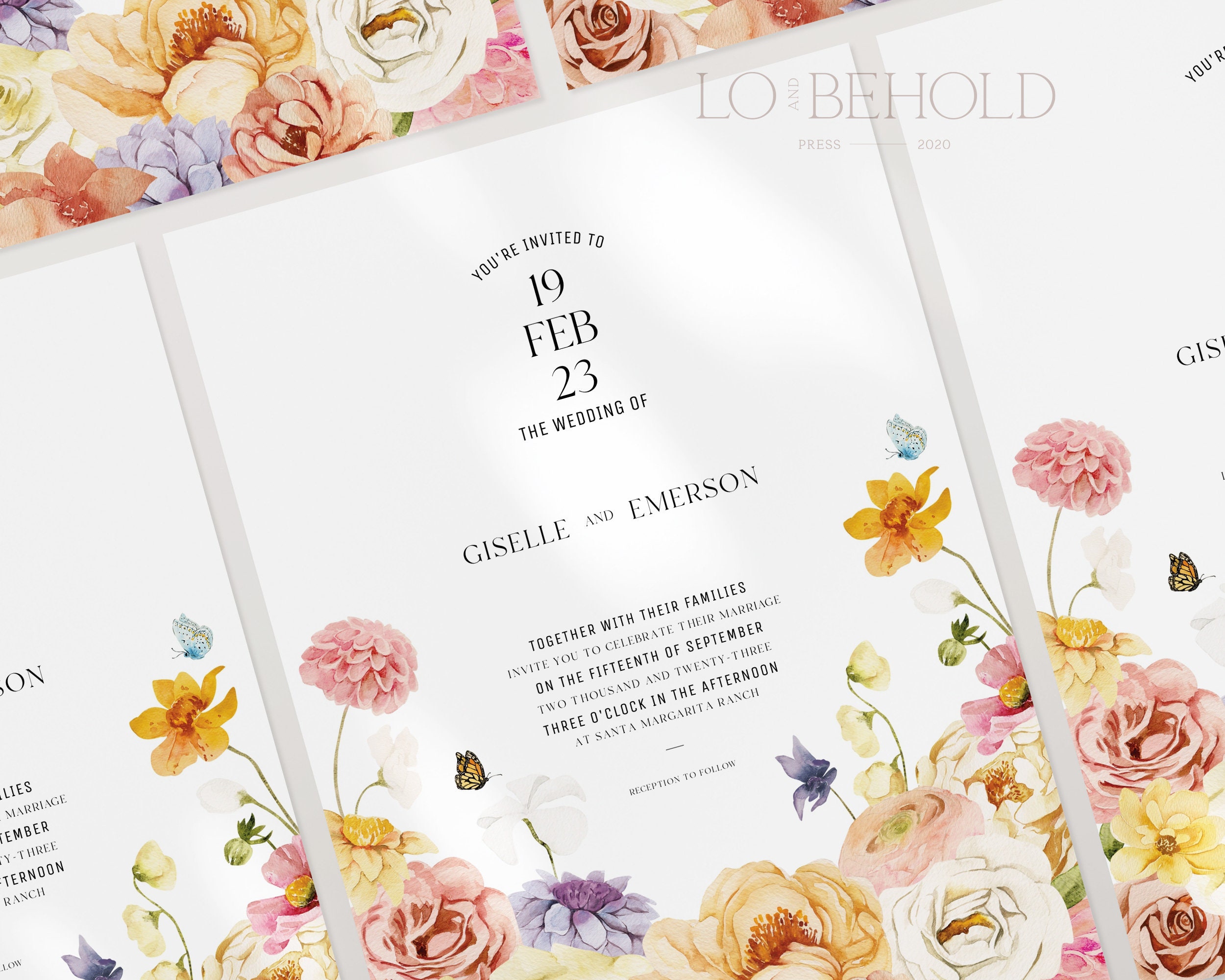BLOOM Spring Floral Wedding Invitation Template DIY Instant - Etsy