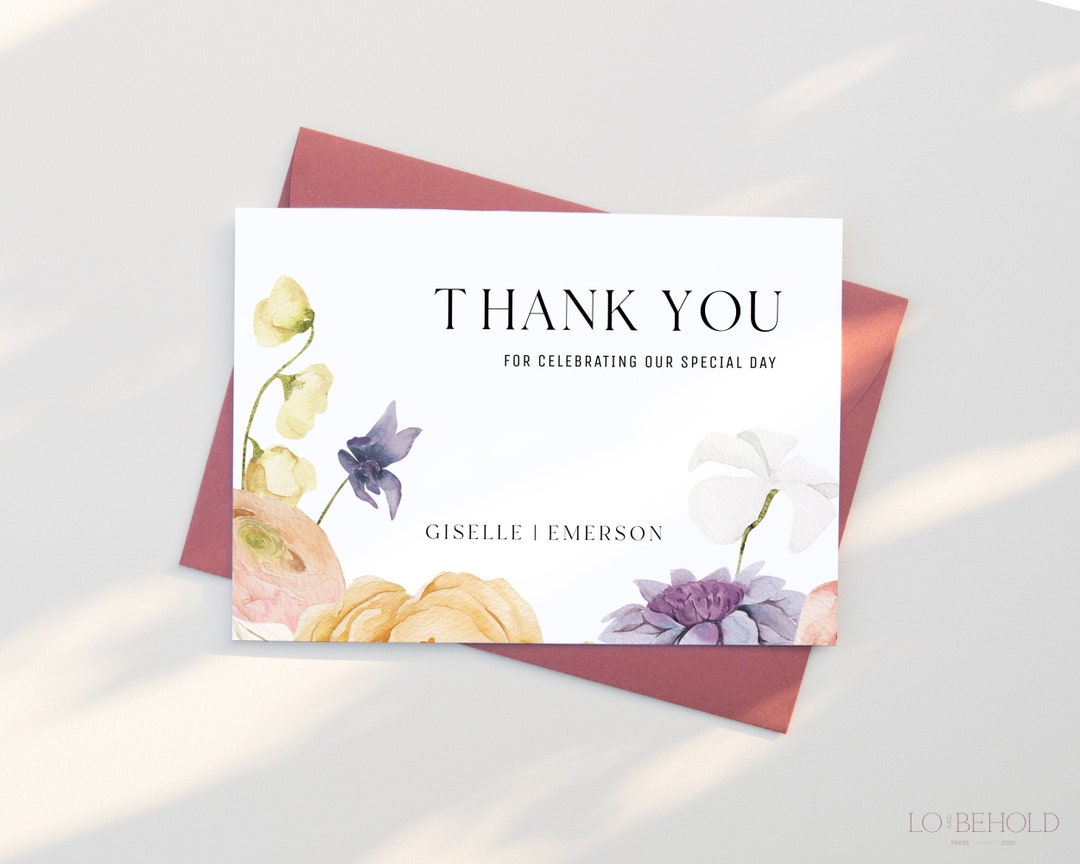BLOOM | Thank You Card Template Modern Floral Editable Instant Download ...
