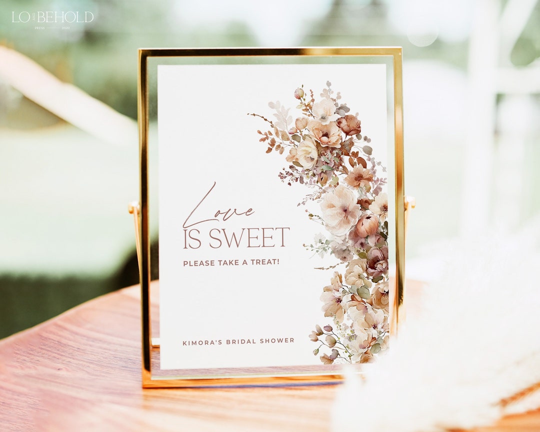 Love is Sweet Table Sign Template, Boho Fall Floral Dessert Table Sign ...