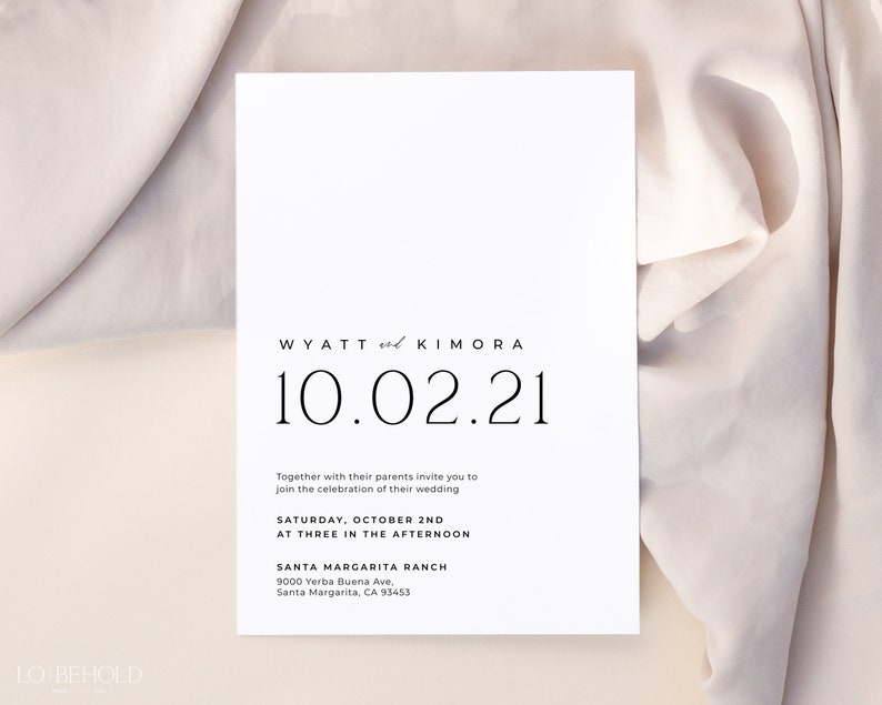 ALTAR Minimalist Wedding Invitation Template DIY Instant - Etsy