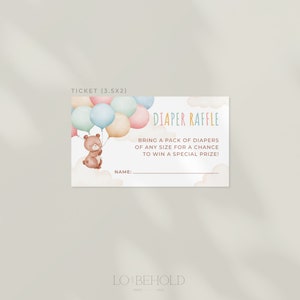TEDDY | Bear Diaper Raffle Ticket Baby Shower Template Download Baby ...