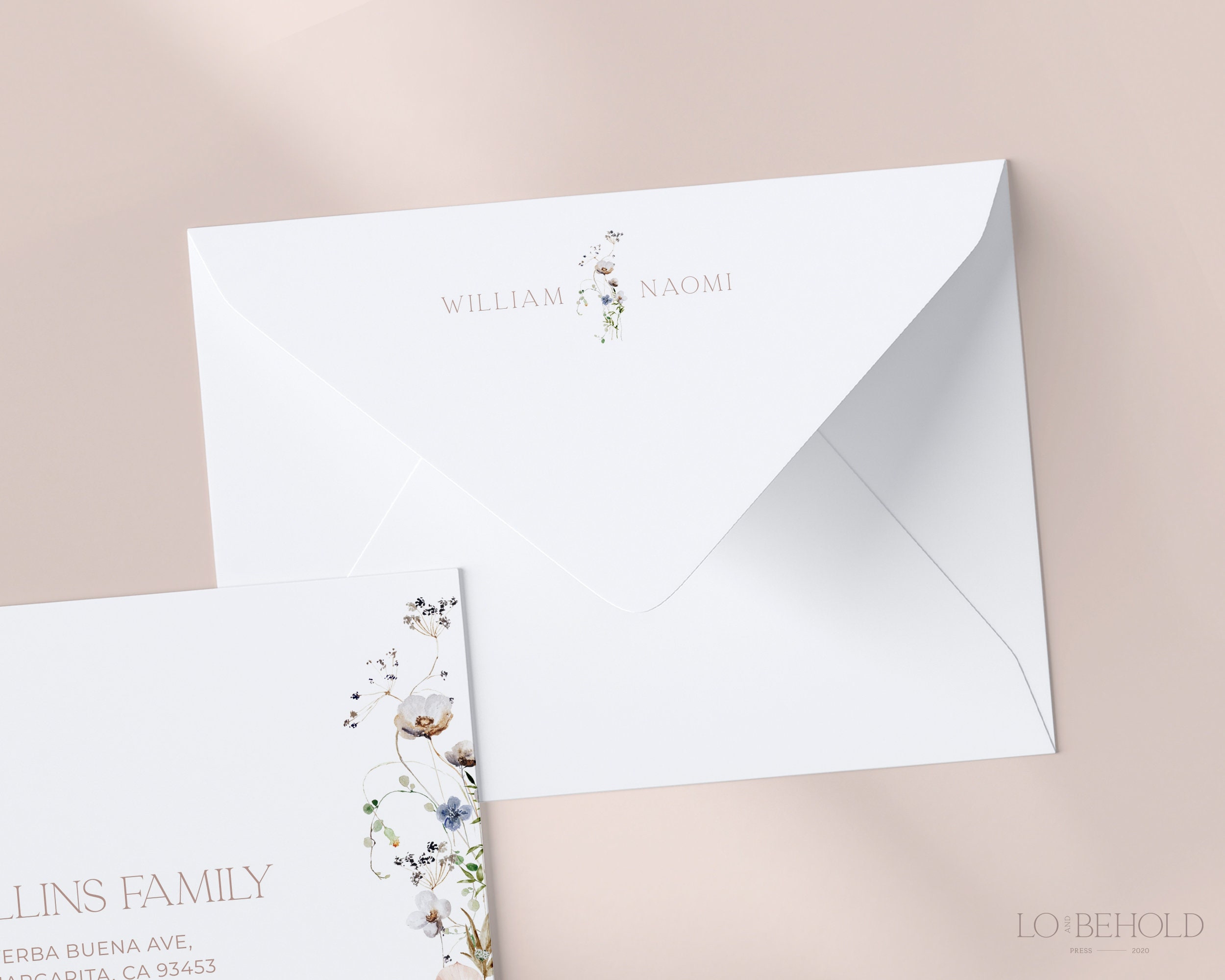 ENCHANTED Minimalist Floral Wedding Envelope Address | Etsy