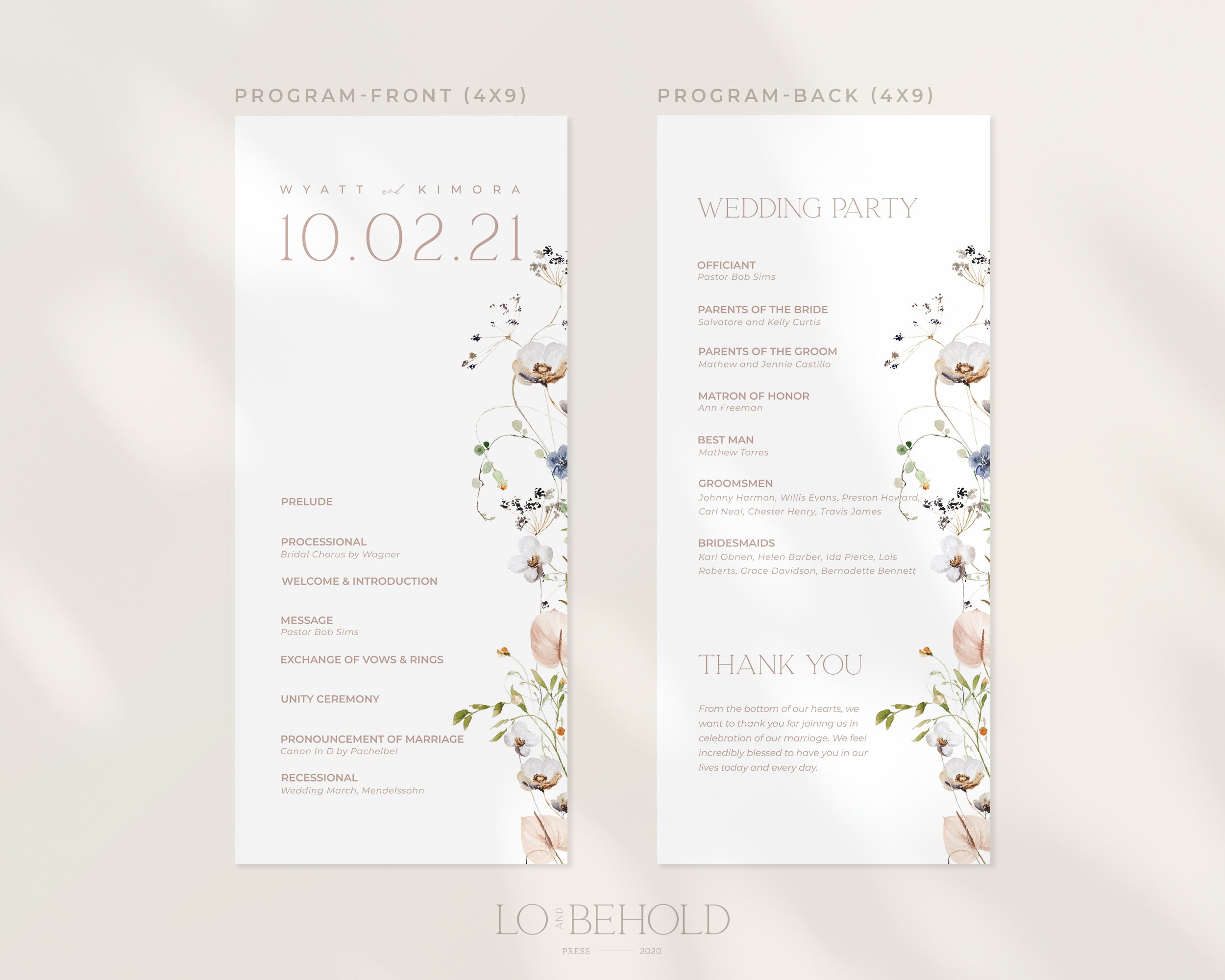 ENCHANTED Wedding Program Elegant Floral Editable Template | Etsy