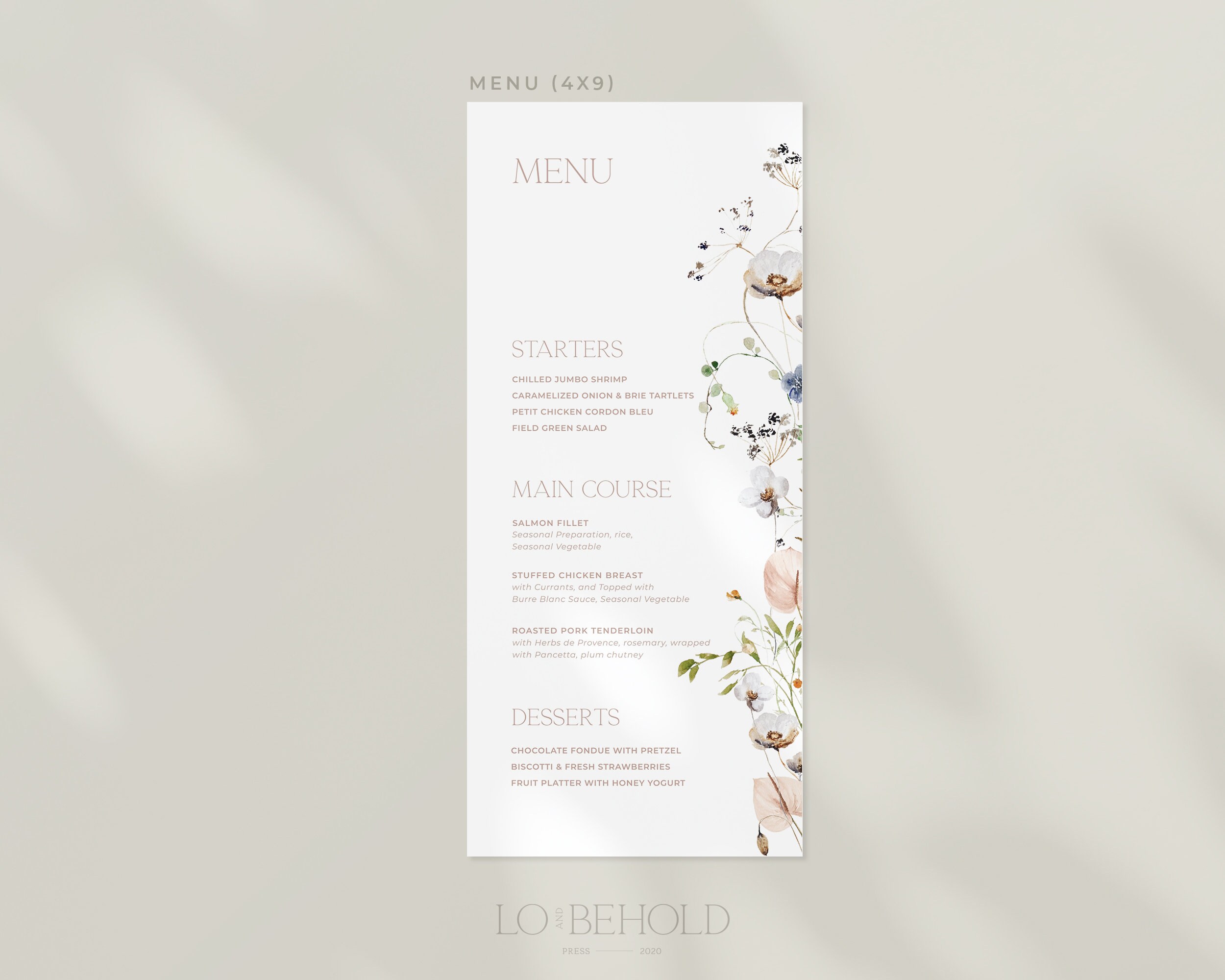 ENCHANTED | Wedding Menu Template Elegant Floral Editable Template ...