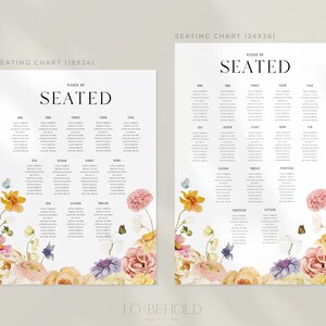 BLOOM | Wedding Seating Chart Poster Modern Floral Editable Template ...