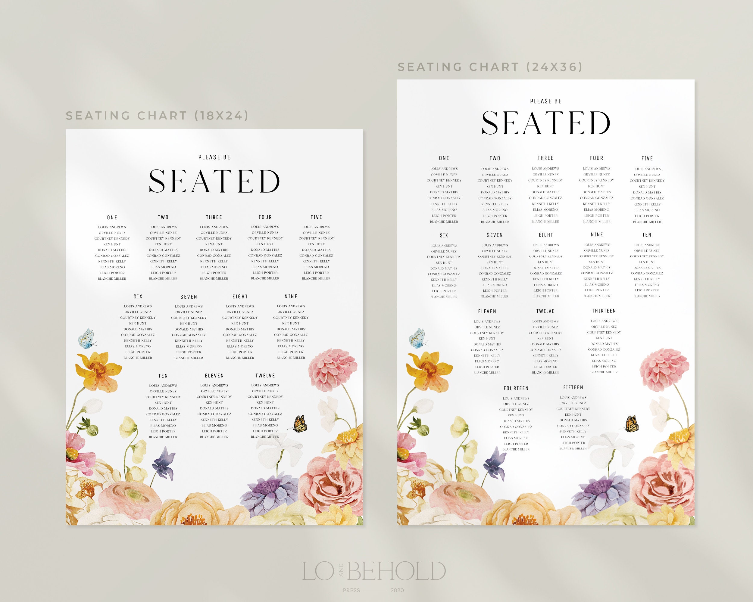 BLOOM | Wedding Seating Chart Poster Modern Floral Editable Template ...