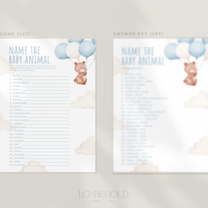 TEDDY | Name the Baby Animal Game Baby Shower Game Editable Template ...
