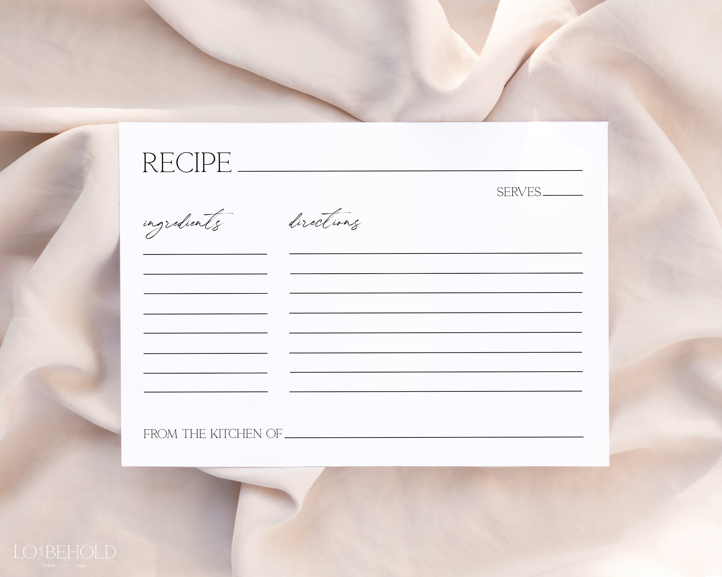 ALTAR Minimalist Recipe Card Bridal Shower Editable Template - Etsy
