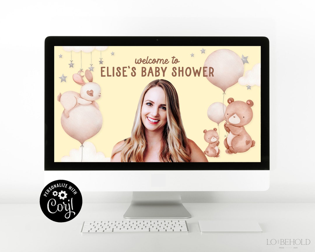 Zoom Background Baby Shower, Virtual Baby Shower, Social Distance ...