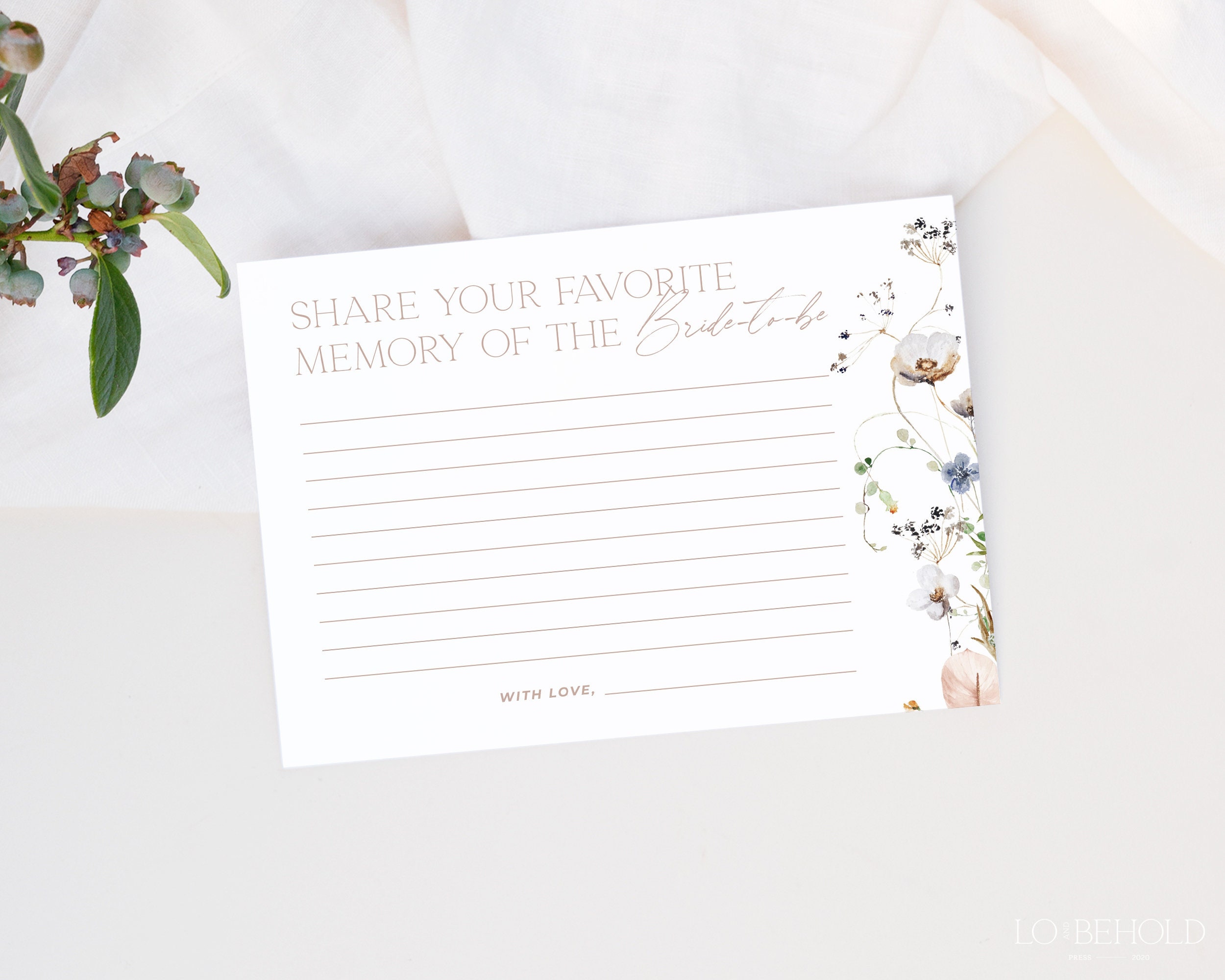 ENCHANTED Favorite Memory Of The Bride Card Editable | Etsy