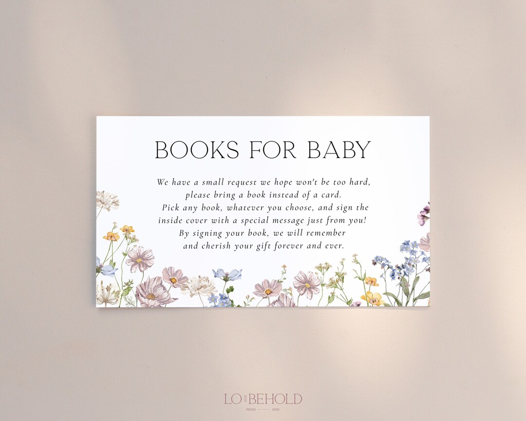 Wildflower Books for Baby Card Template, Baby Shower Baby Book ...