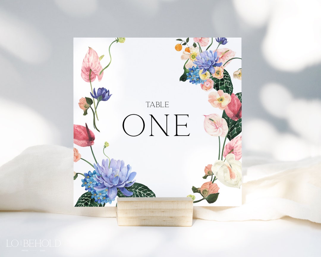 HOPE | Table Number Template Elegant Floral Editable Template DIY ...