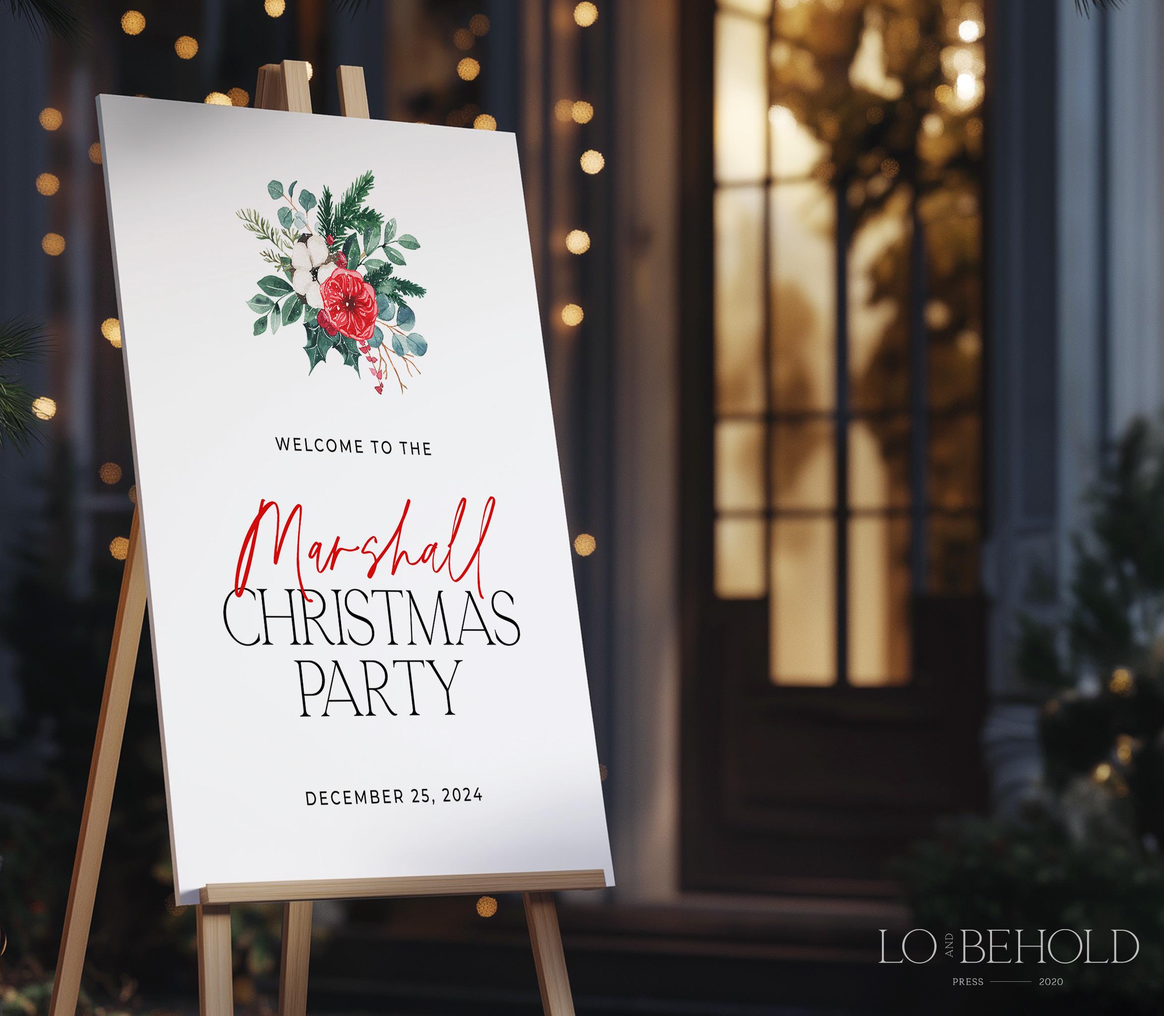 Editable Christmas Party Sign, Personalized Holiday Welcome Sign ...