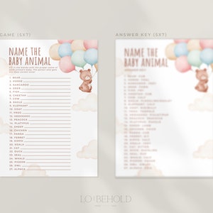 TEDDY | Name the Baby Animal Game Baby Shower Game Editable Template ...