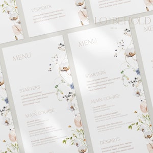 ENCHANTED | Wedding Menu Template Elegant Floral Editable Template ...