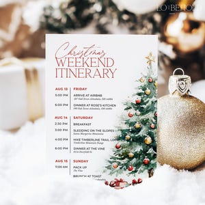 Editable Christmas Weekend Itinerary Template, Holiday Travel Schedule ...