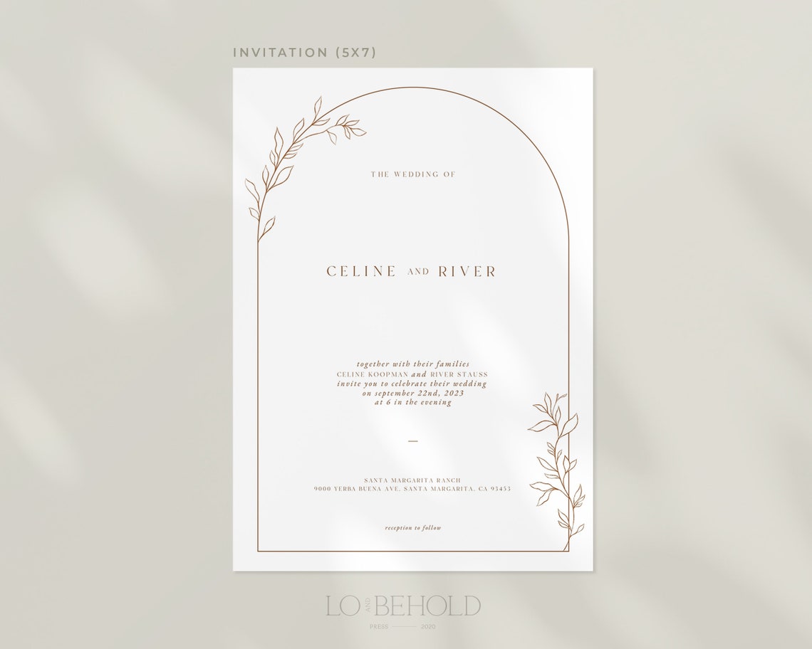 BRANCH | Minimalist Wedding Invitation Template Editable Template DIY ...