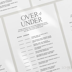 ALTAR | Over or Under Bridal Shower Game Editable Template Download ...