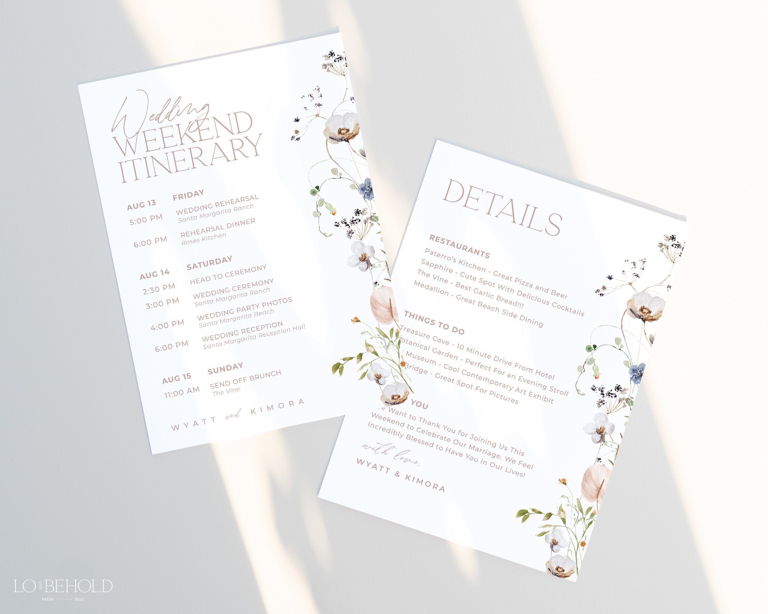 ENCHANTED Wedding Itinerary Template Editable Instant - Etsy