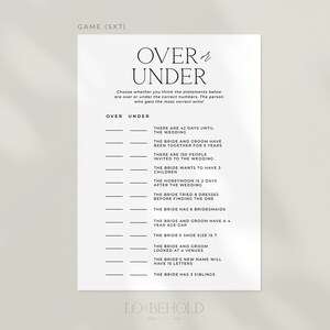ALTAR | Over or Under Bridal Shower Game Editable Template Download ...