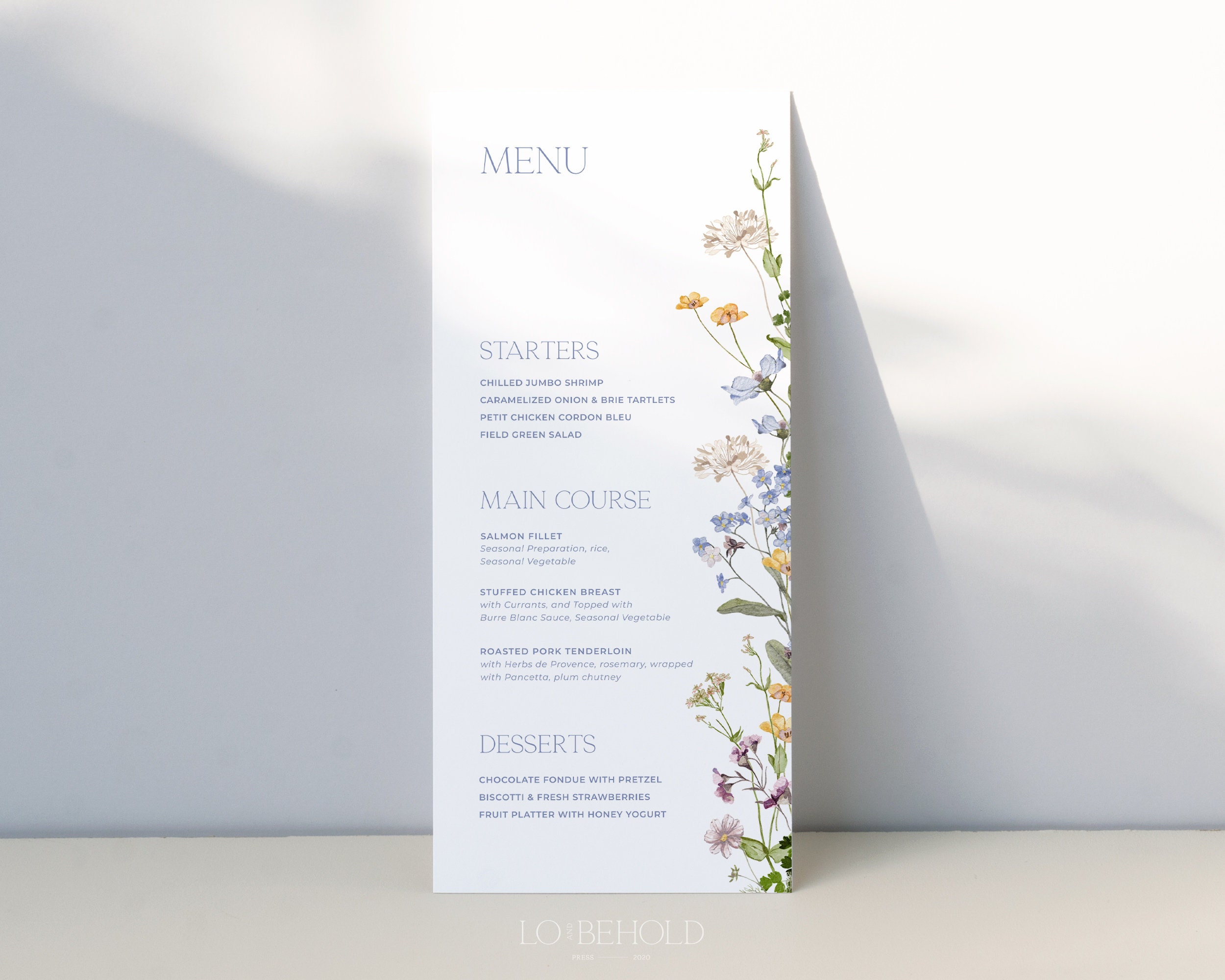 Floral Wedding Menu Template Minimalist Floral Menu Card - Etsy