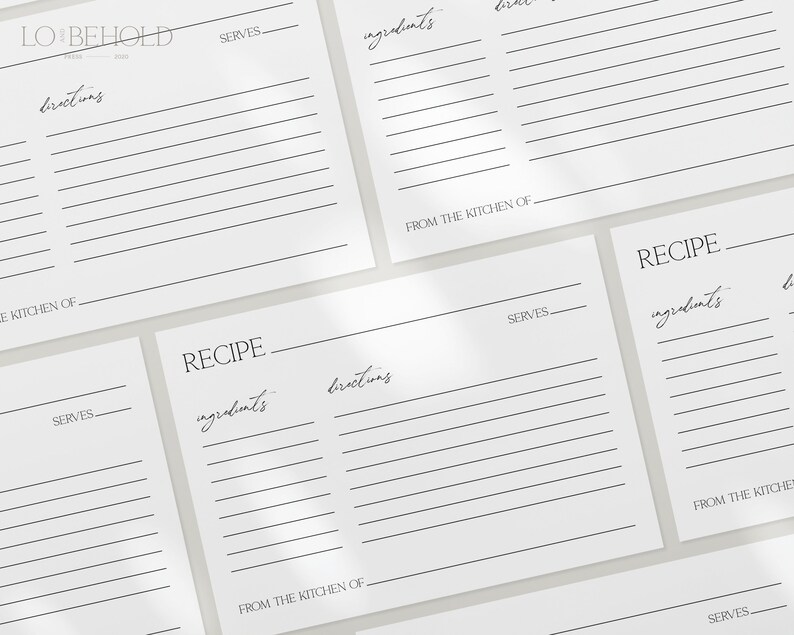 ALTAR Minimalist Recipe Card Bridal Shower Editable Template - Etsy