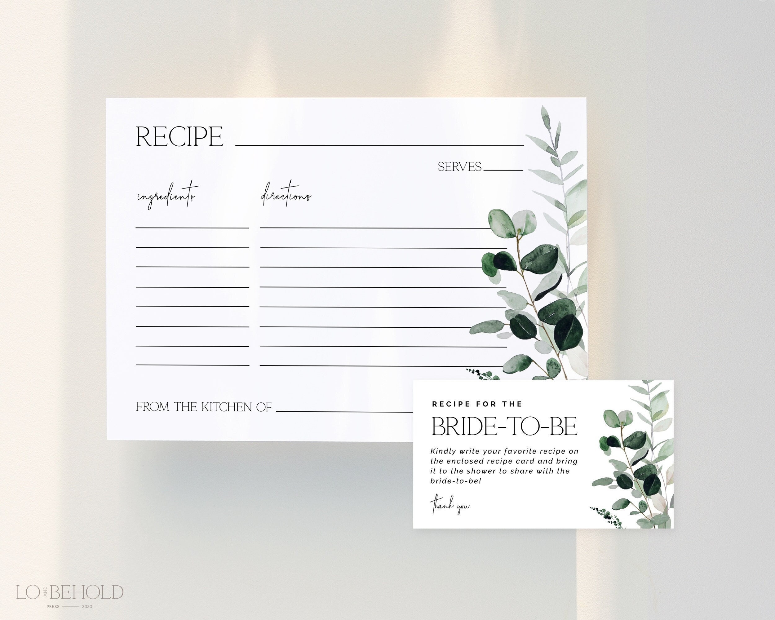 CYPRESS Recipe Card Template Download Minimalist Greenery | Etsy