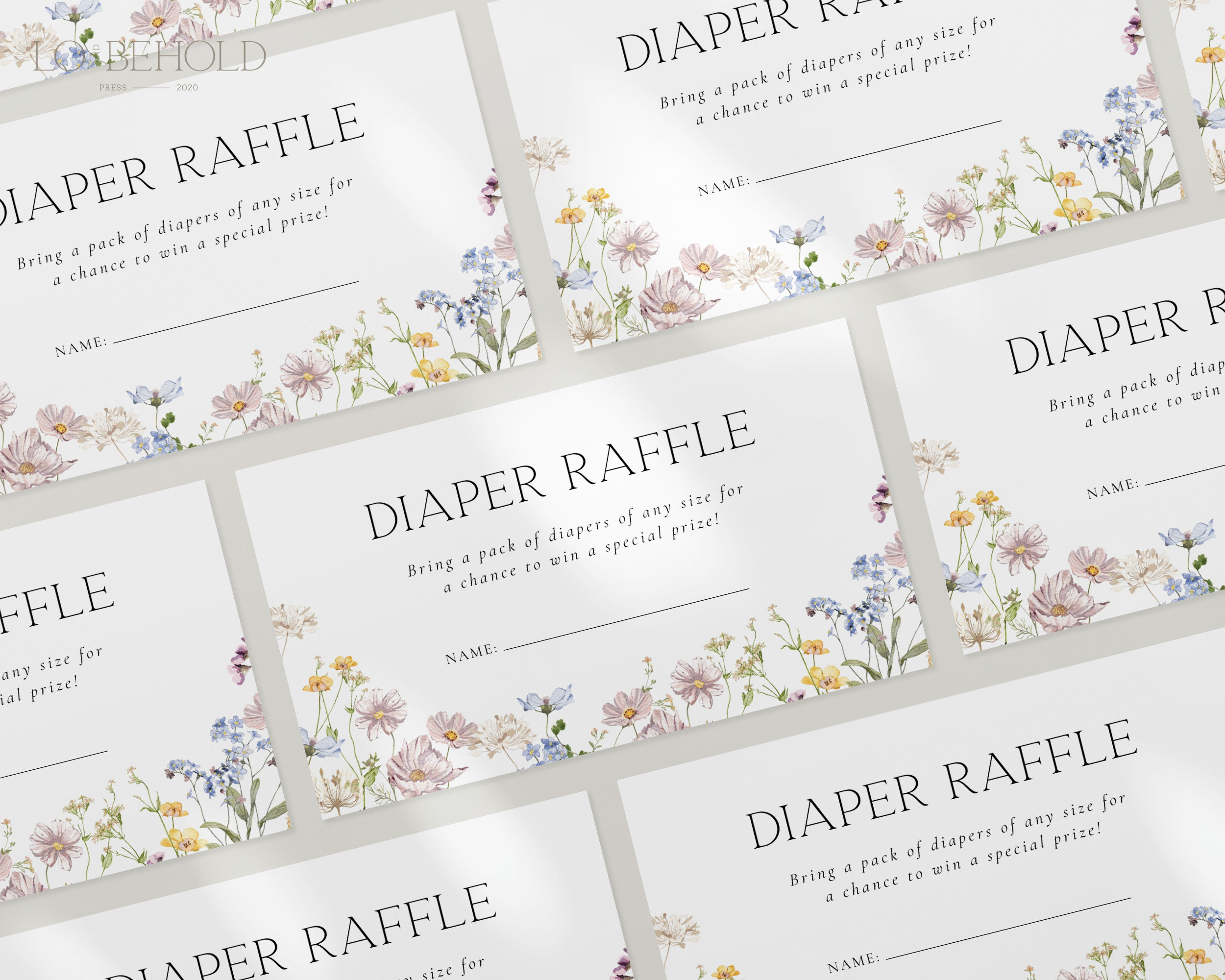 Floral Diaper Raffle Ticket Template Wildflower Baby Shower - Etsy