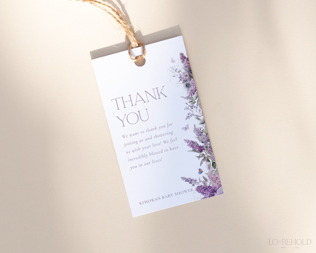 Wisteria Thank You Tag Template, Printable Baby Shower Thank You Tag ...
