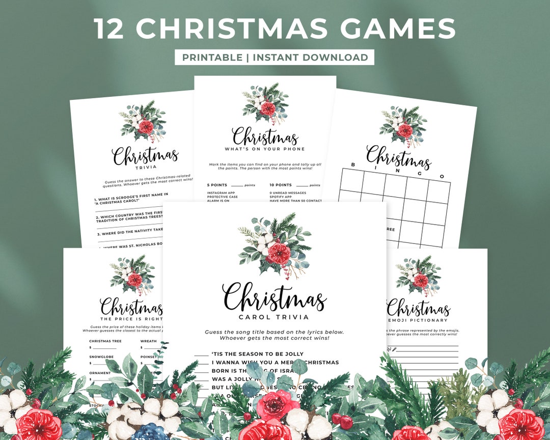12 Christmas Games Bundle Template, Printable Christmas Party Games ...