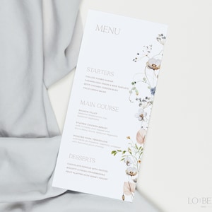 ENCHANTED | Wedding Menu Template Elegant Floral Editable Template ...