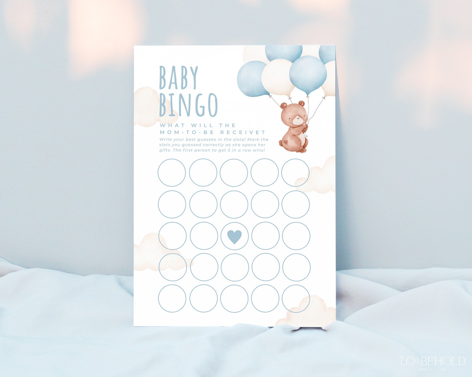 TEDDY Blue Bear Baby Bingo Game Template Download Bear With | Etsy