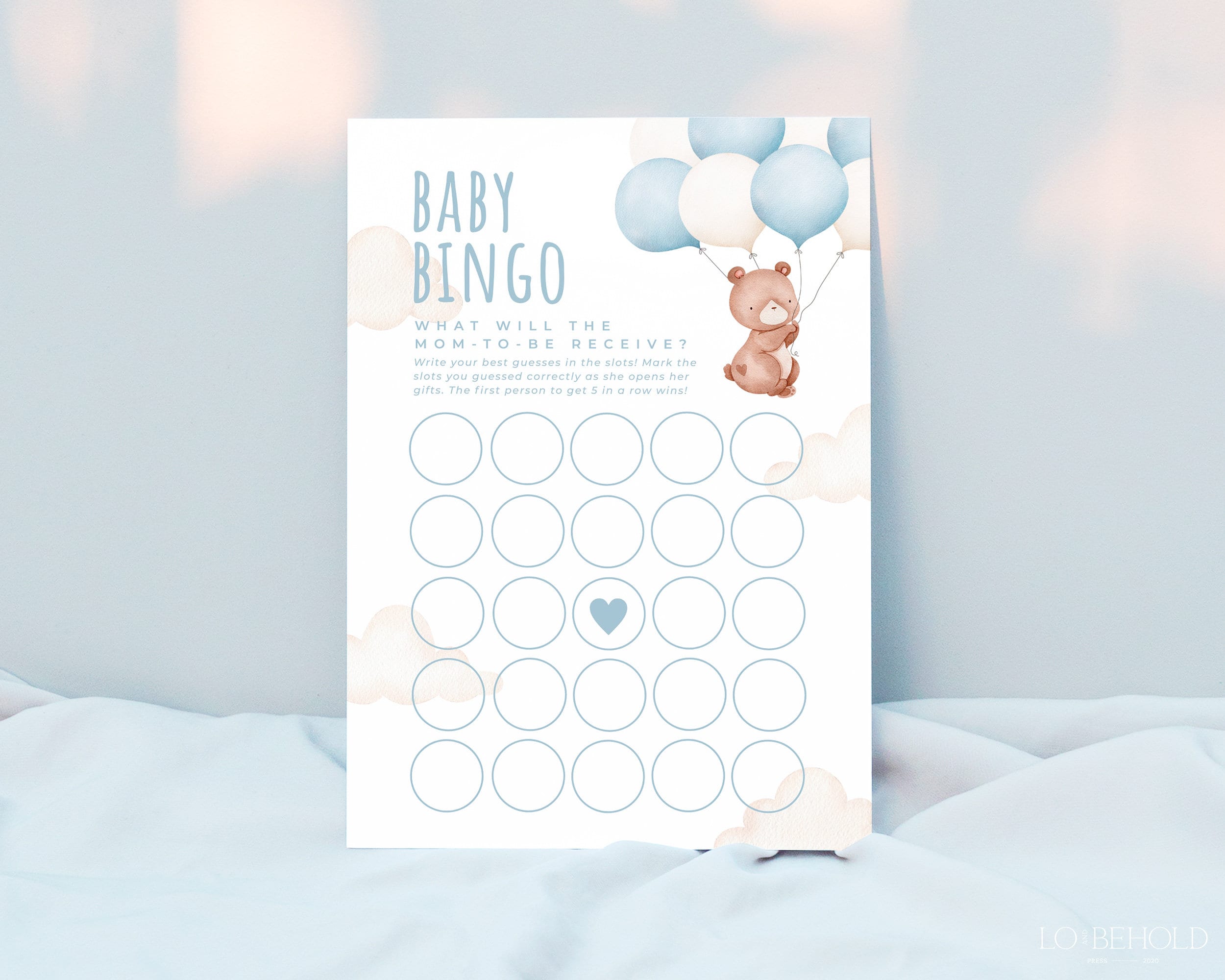 TEDDY Blue Bear Baby Bingo Game Template Download Bear With | Etsy