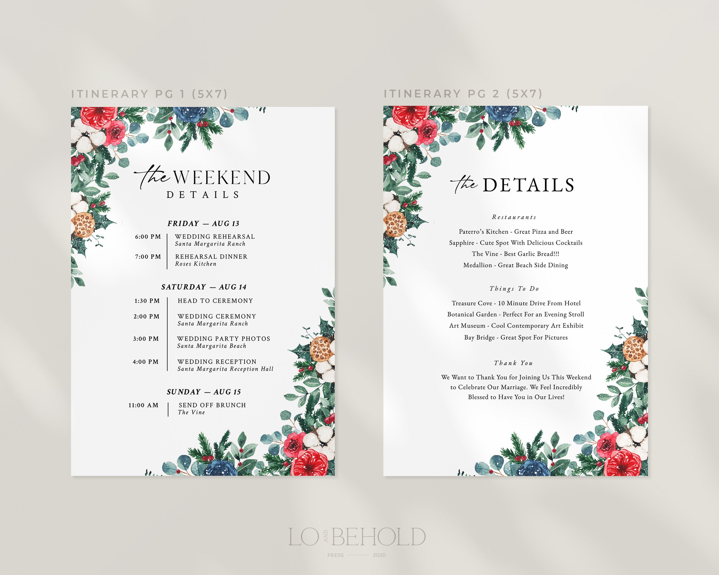 Holiday Itinerary Template Printable Christmas Itinerary - Etsy