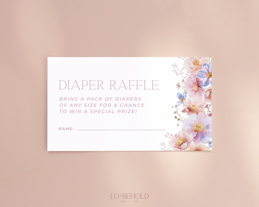 Floral Diaper Raffle Ticket Template, Printable Spring Floral Baby ...