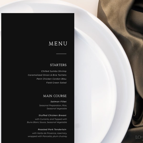 Midnight Menu Template - Etsy