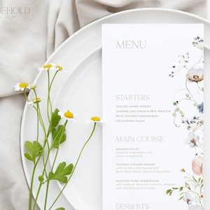 ENCHANTED | Wedding Menu Template Elegant Floral Editable Template ...