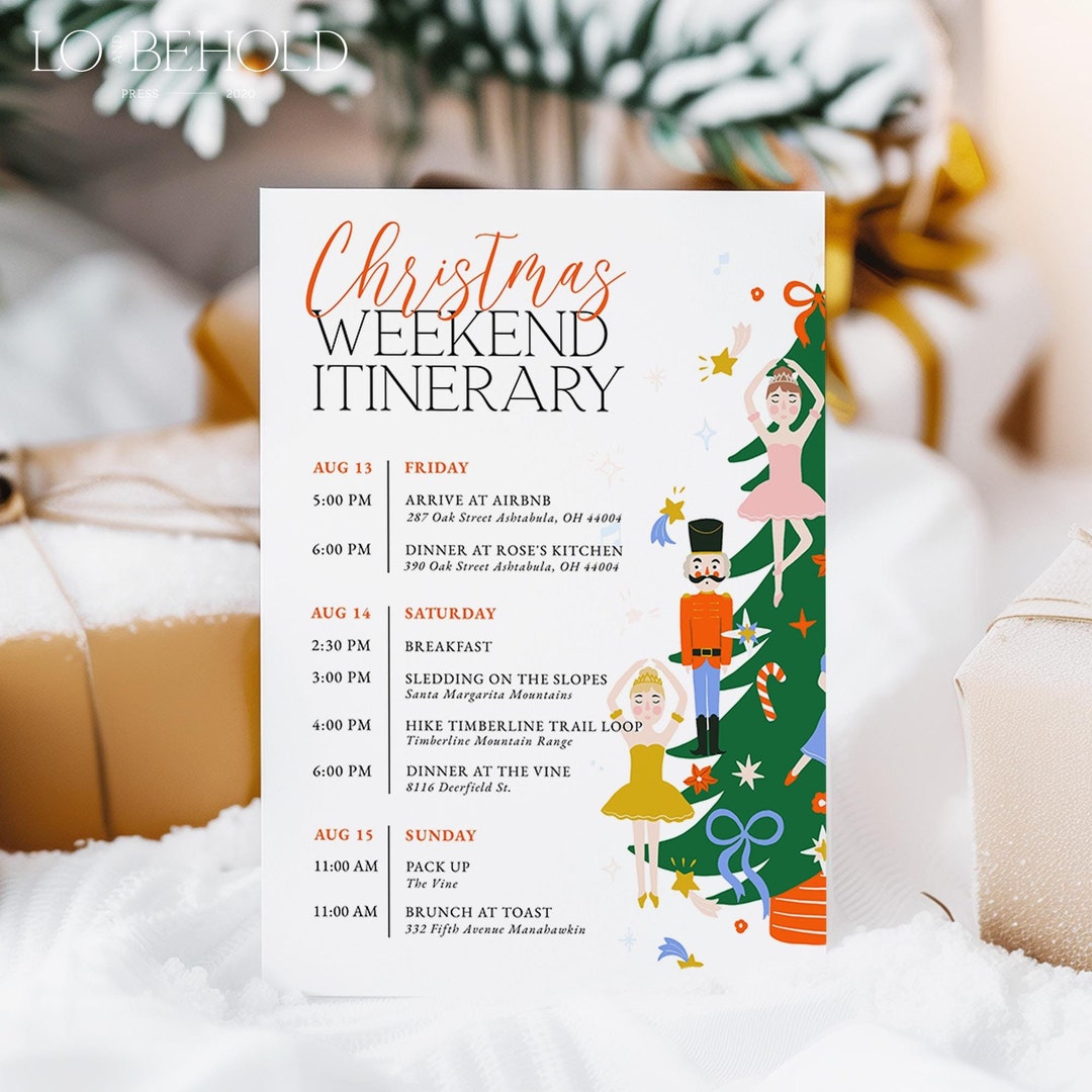Editable Christmas Weekend Itinerary Template, Holiday Travel Planner ...