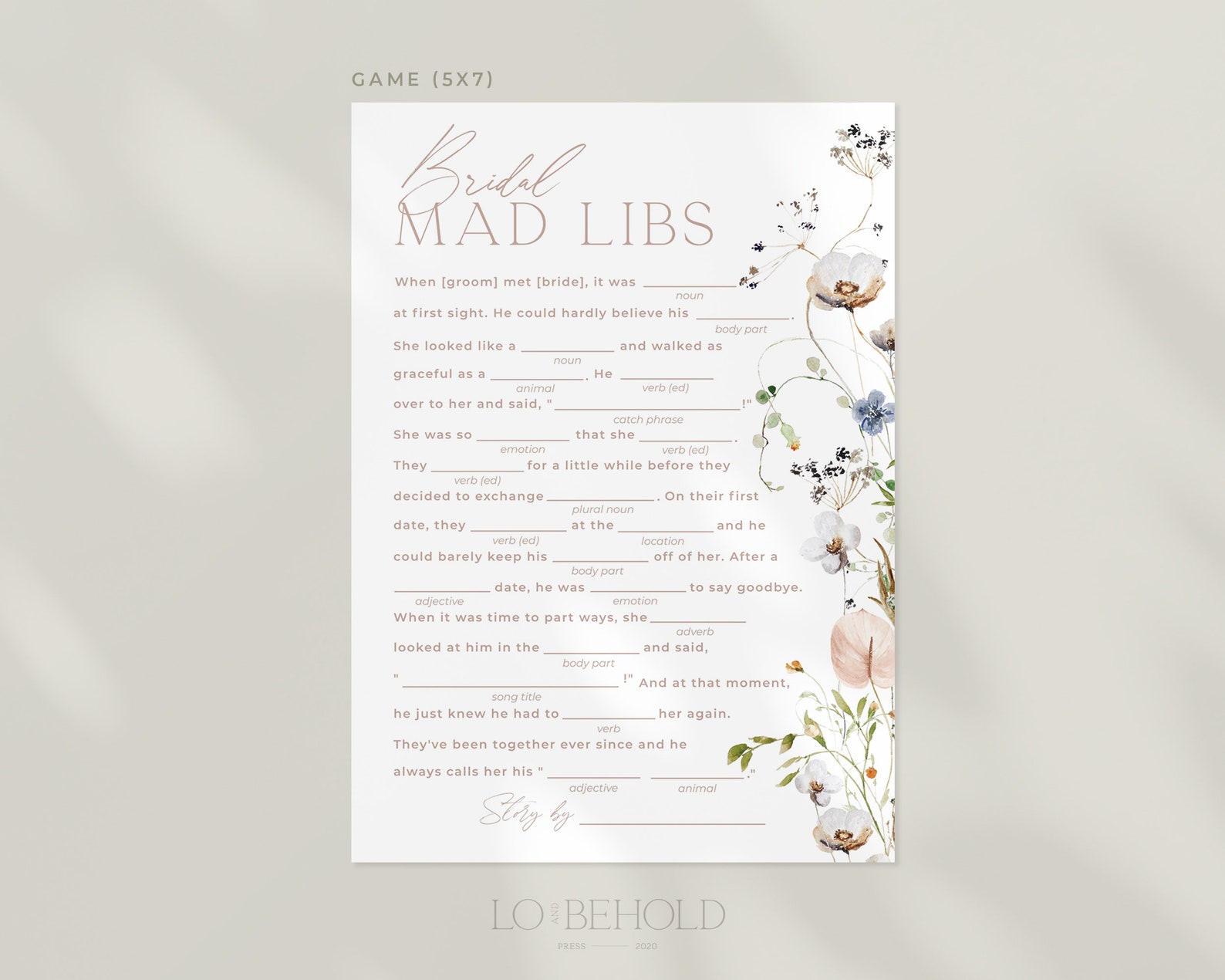 ENCHANTED Mad Libs Bridal Shower Game Editable Template DIY - Etsy