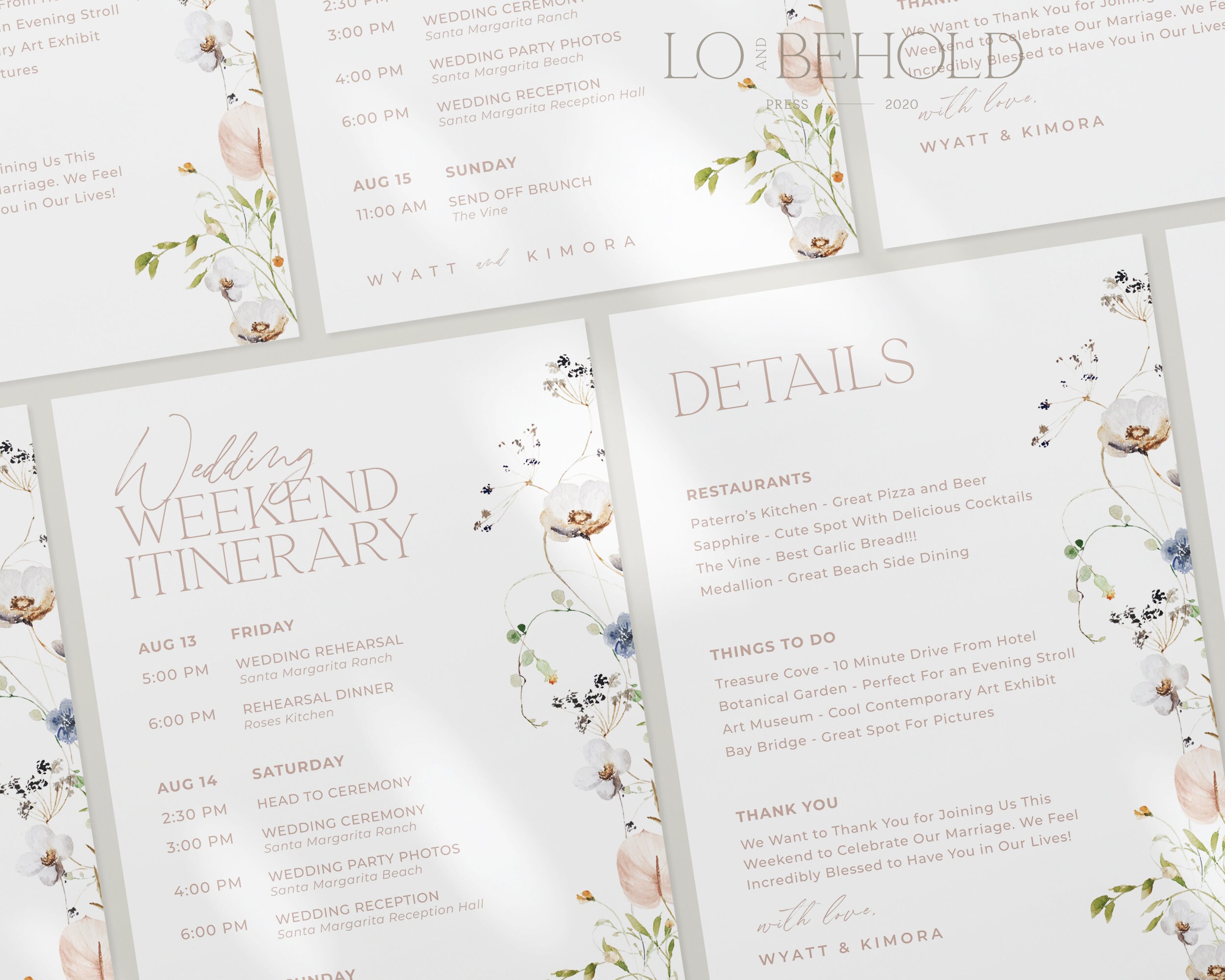 ENCHANTED Wedding Itinerary Template Editable Instant - Etsy