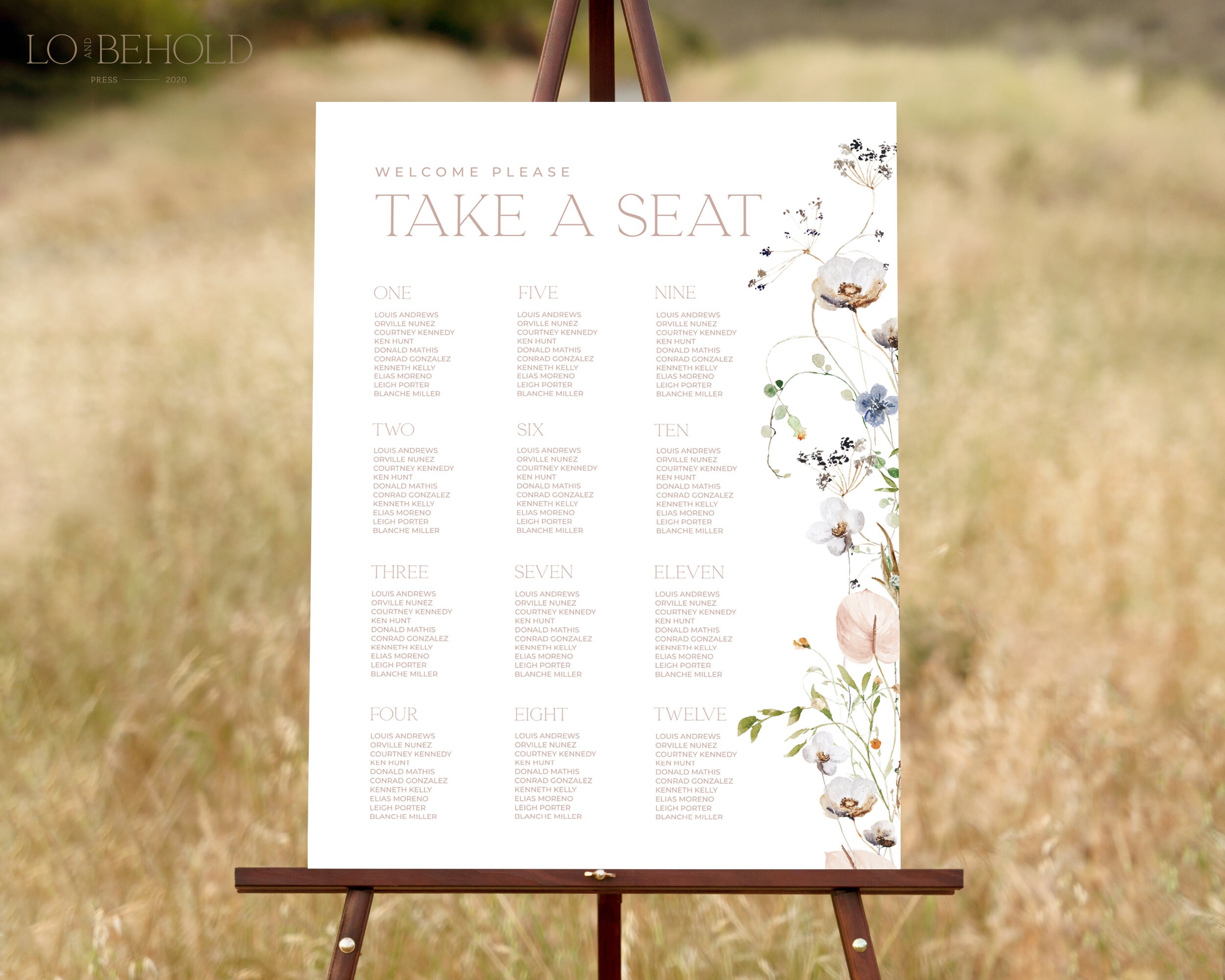 ENCHANTED | Wedding Seating Chart Poster Elegant Floral Editable ...