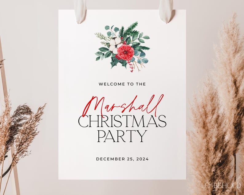 Editable Christmas Party Sign, Personalized Holiday Welcome Sign ...